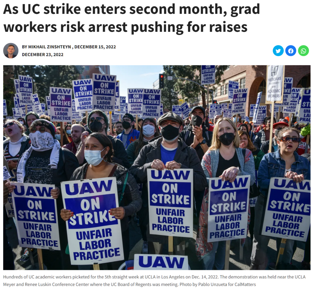 Outdoor masks at the University of California graduate student strike ...